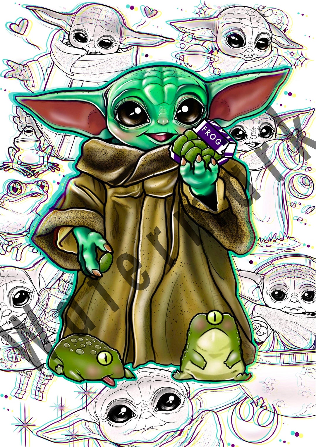 Cute Grogu / Baby Yoda High Resolution Star Wars Art - Etsy