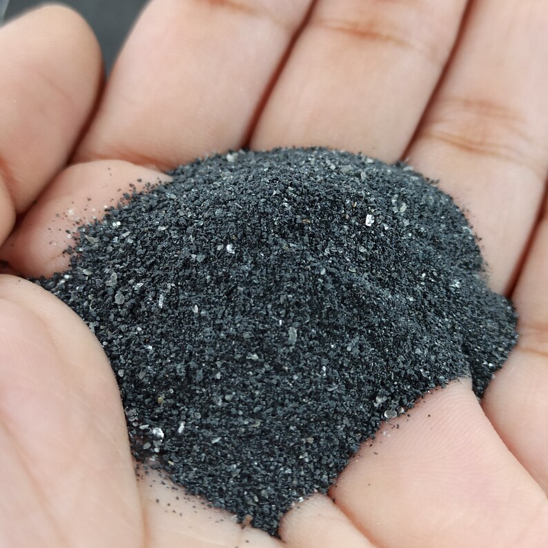 Black Tourmaline Coarse Crushed Powder - Natural Crystal for DIY Inlay ...