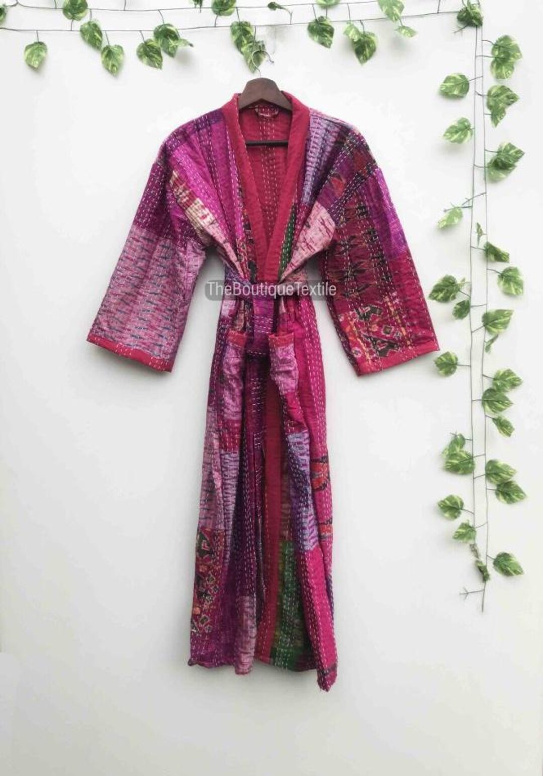 Reversible Silk Kantha Kimono Robe, Patchwork Quilted Jacket - Etsy
