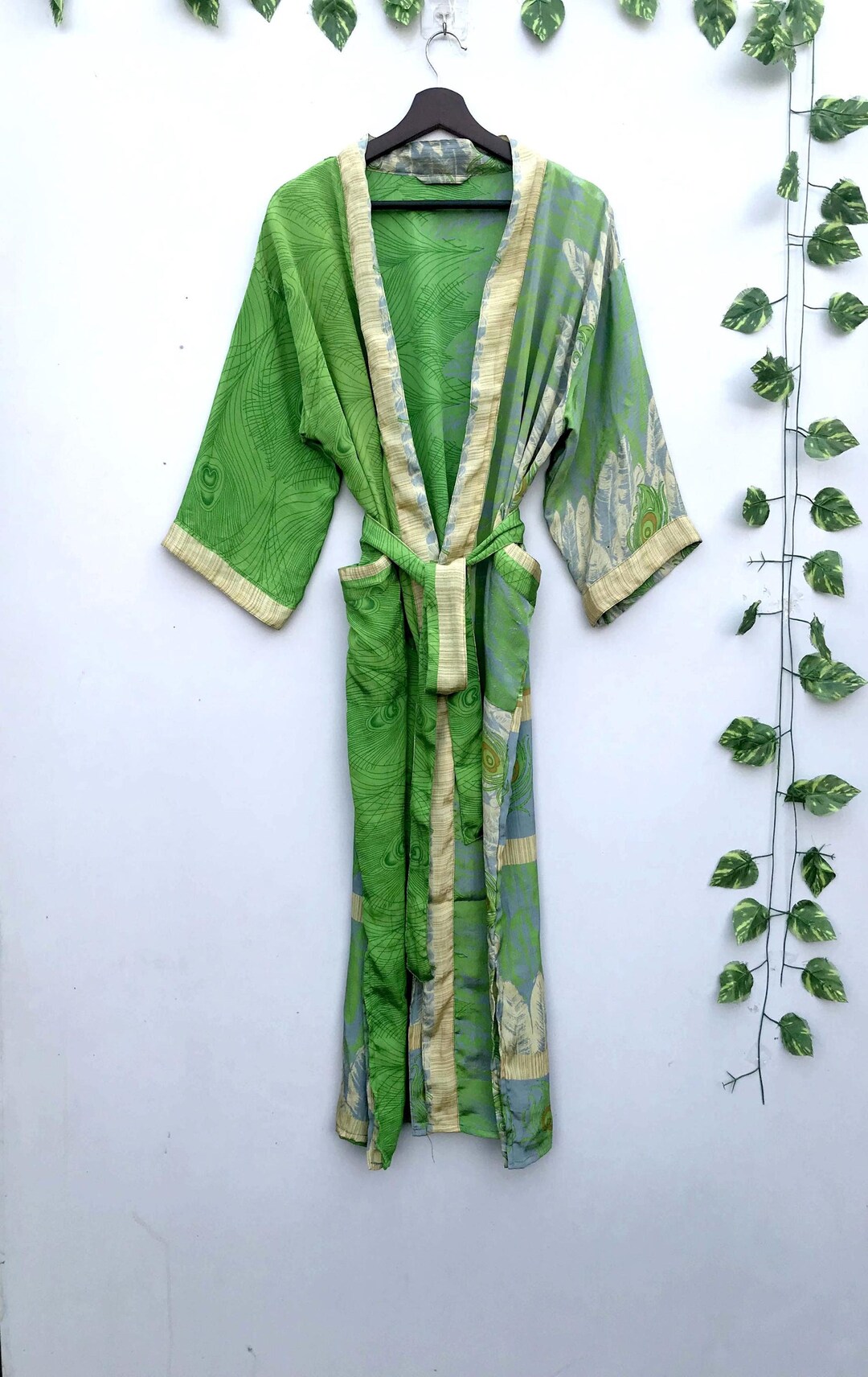 Japanese Silk Kimono Robe, Silk Bath Robe, Handmade Robe, Silk Female ...