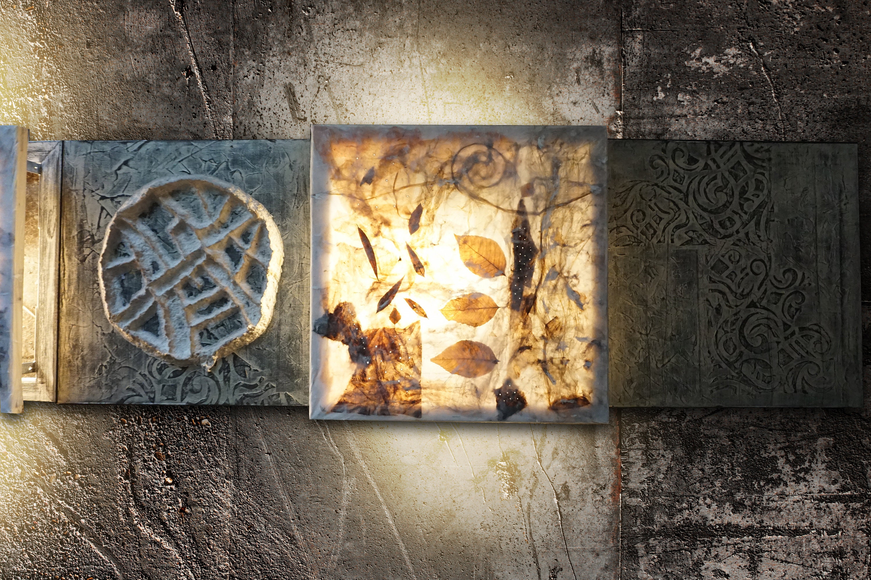 Large Scale Original Wall Lamp Composition Modern Textures Metal Patina ...