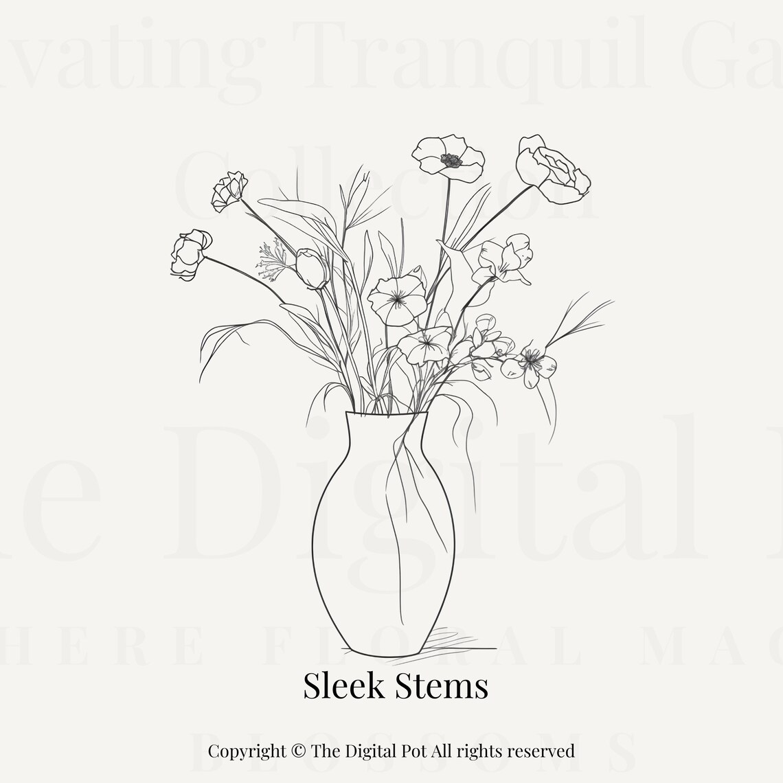 Floral Vase Svg Simple Line Art | Minimalist Flower Vase Svg Line ...