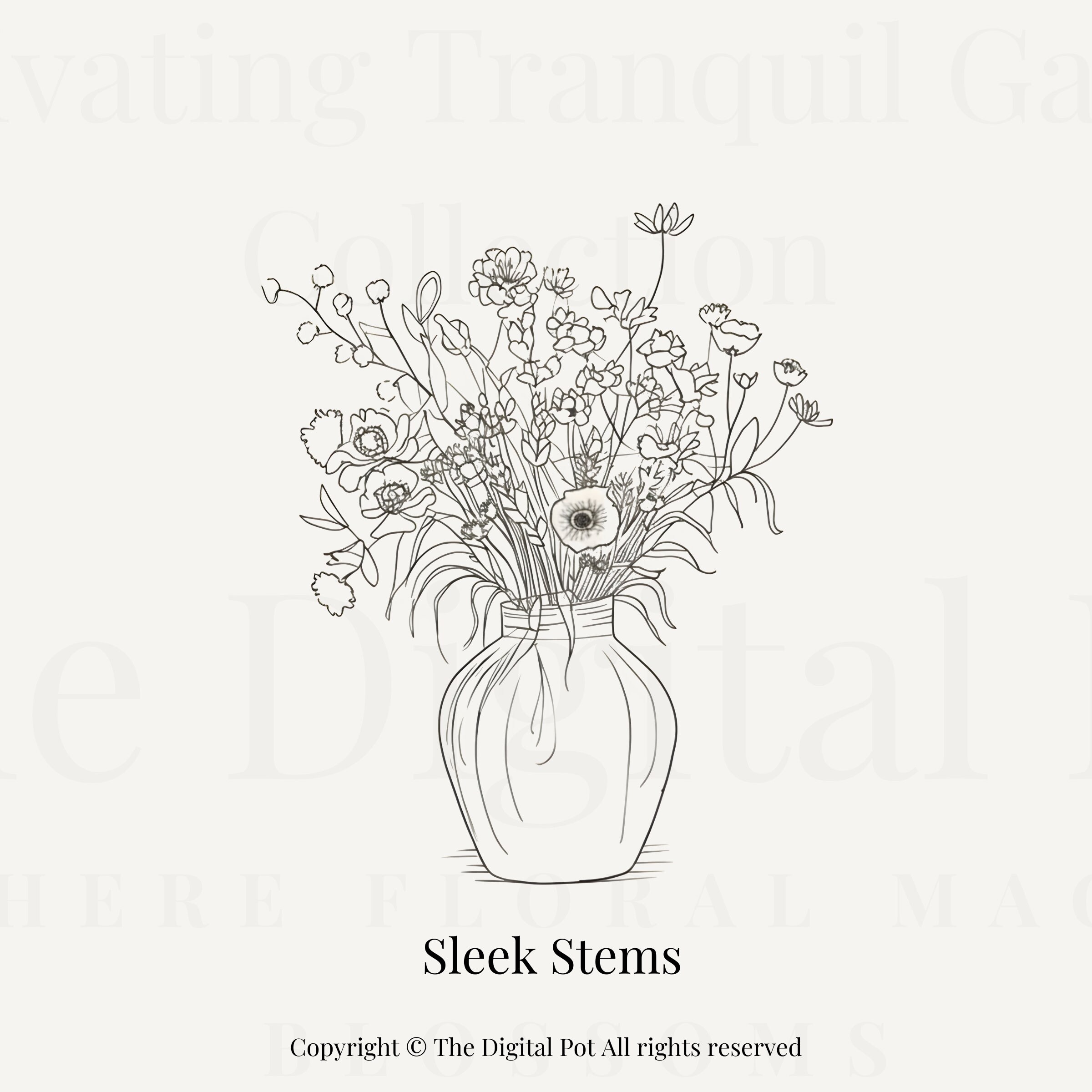 Floral Vase Svg Simple Line Art | Minimalist Flower Vase Svg Line ...