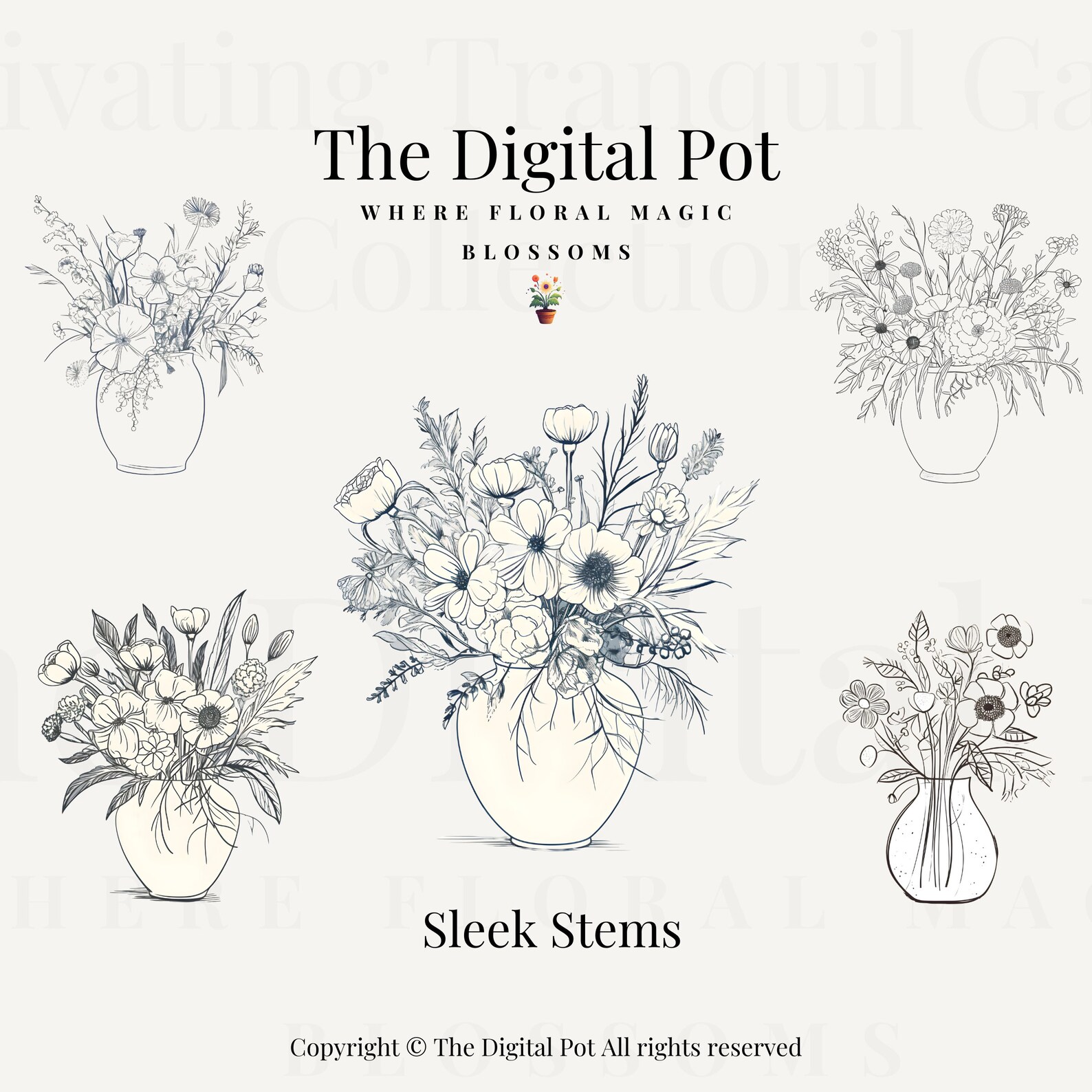 Floral Vase Svg Simple Line Art | Minimalist Flower Vase Svg Line ...