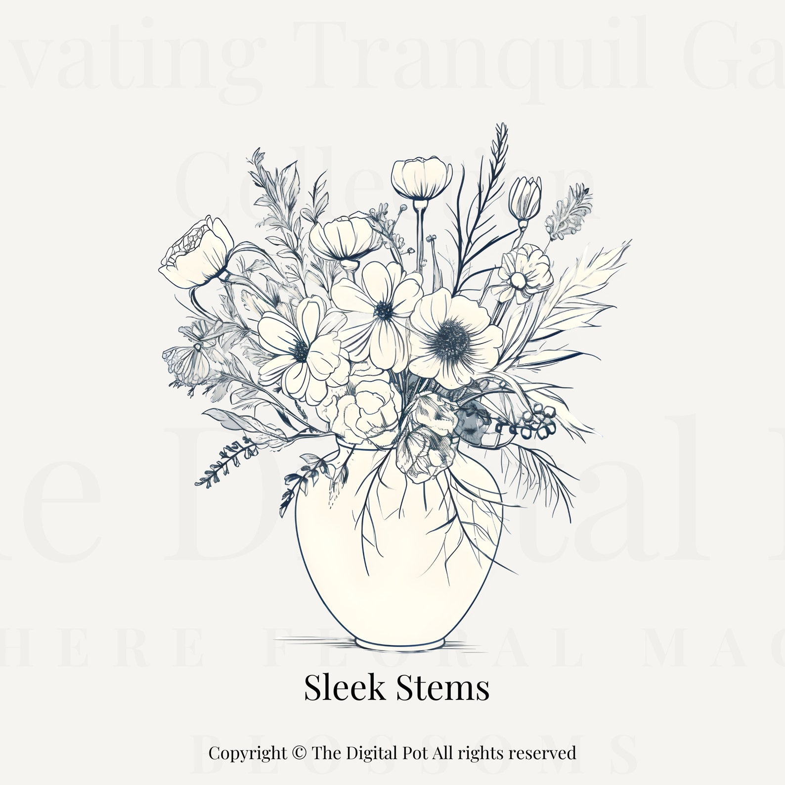 Floral Vase Svg Simple Line Art | Minimalist Flower Vase Svg Line ...