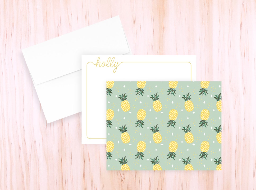 Custom Pineapple Notecards | Pineapple Thank You Note | Pineapple Flat ...
