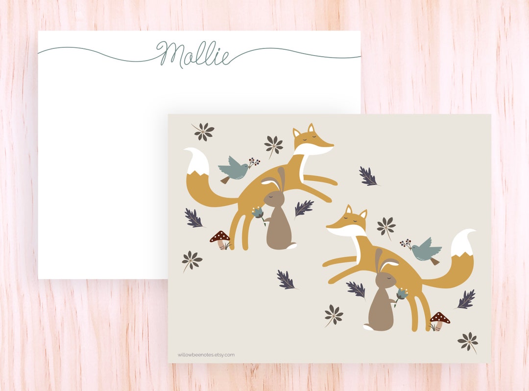 Custom Woodland Animals Notecards Kids Woodland Animals Stationery ...
