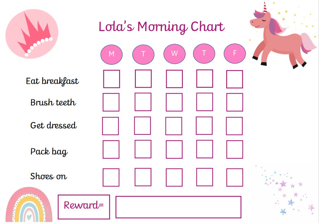 Unicorn Morning Reward Chart - Etsy