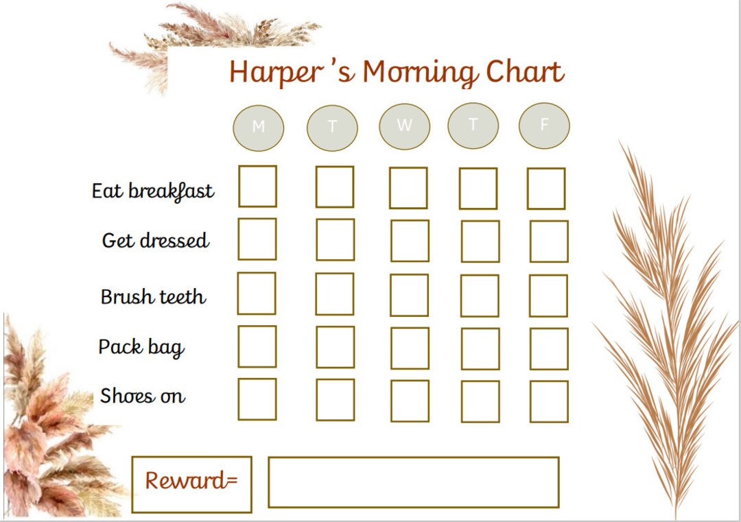 Neutral Morning Reward Chart - Etsy