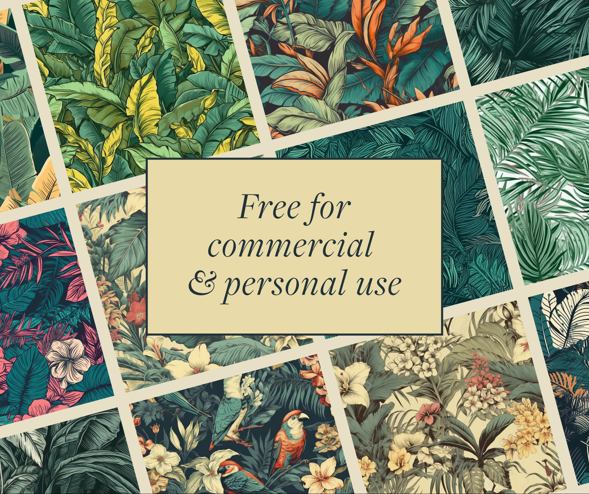 12 Tropical Nature Seamless Patterns With Instant Download, Repeatable ...