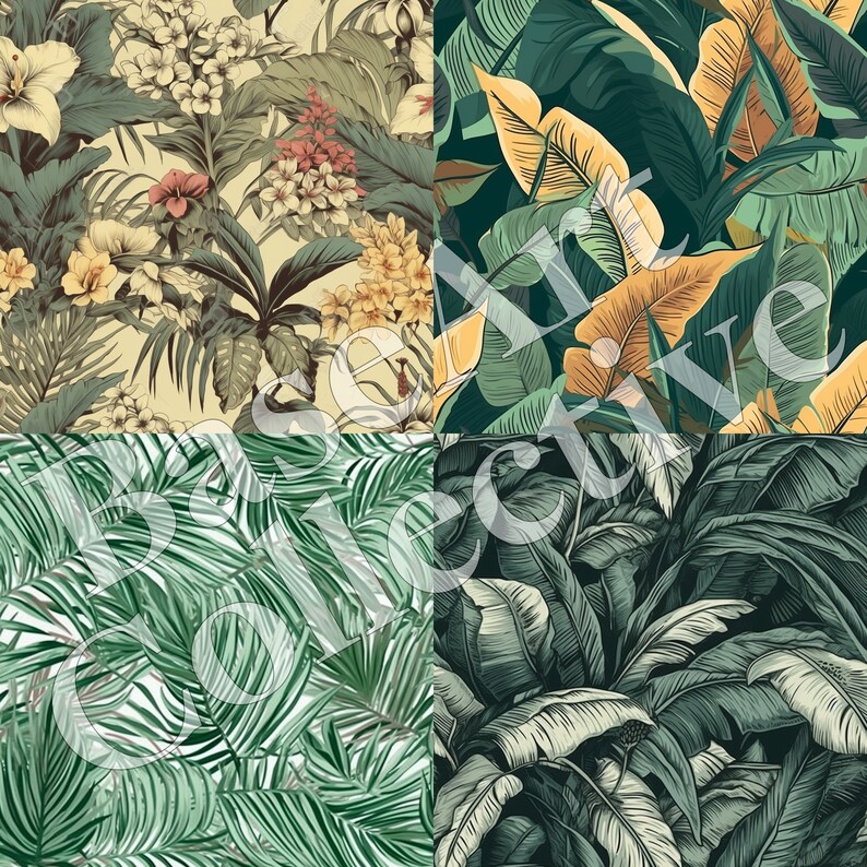 12 Tropical Nature Seamless Patterns With Instant Download, Repeatable ...