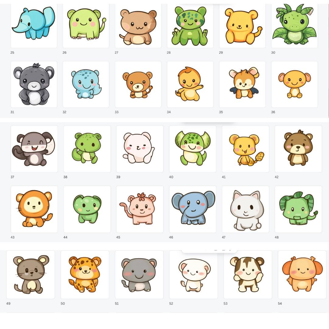 128 CUTE KAWAII Characters and Animals Clipart Png Images High End High ...