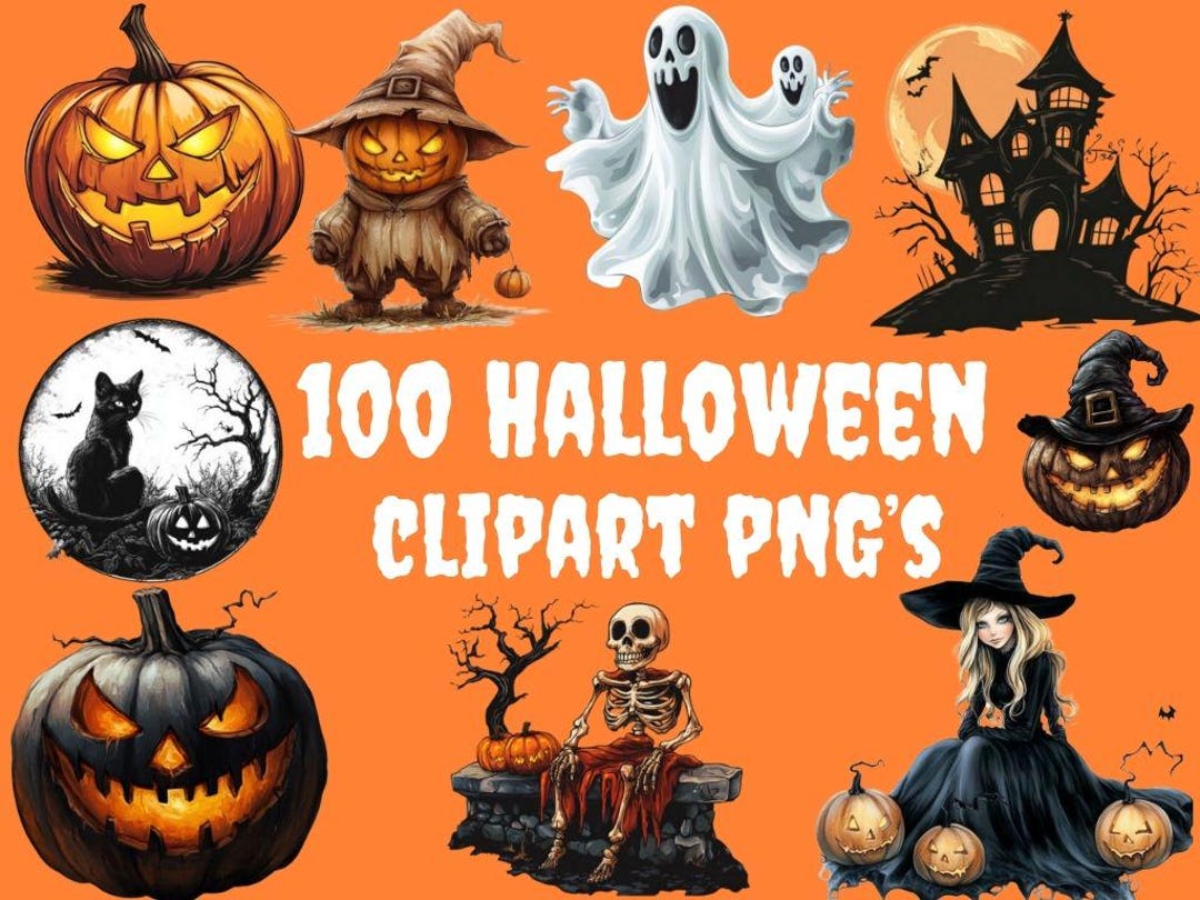 Halloween Clipart Bundle 100 Spooky PNG Images Perfect for Crafts ...