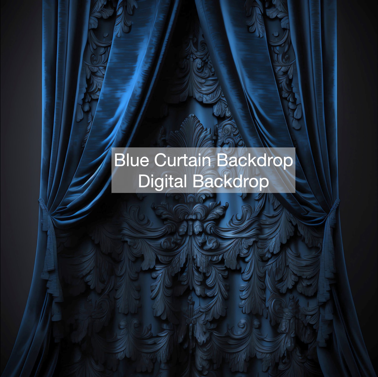 Blue Curtain Digital Backdrop - Etsy