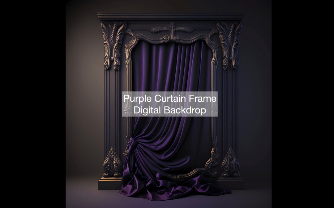 Purple Curtain Frame Digital Backdrop - Etsy