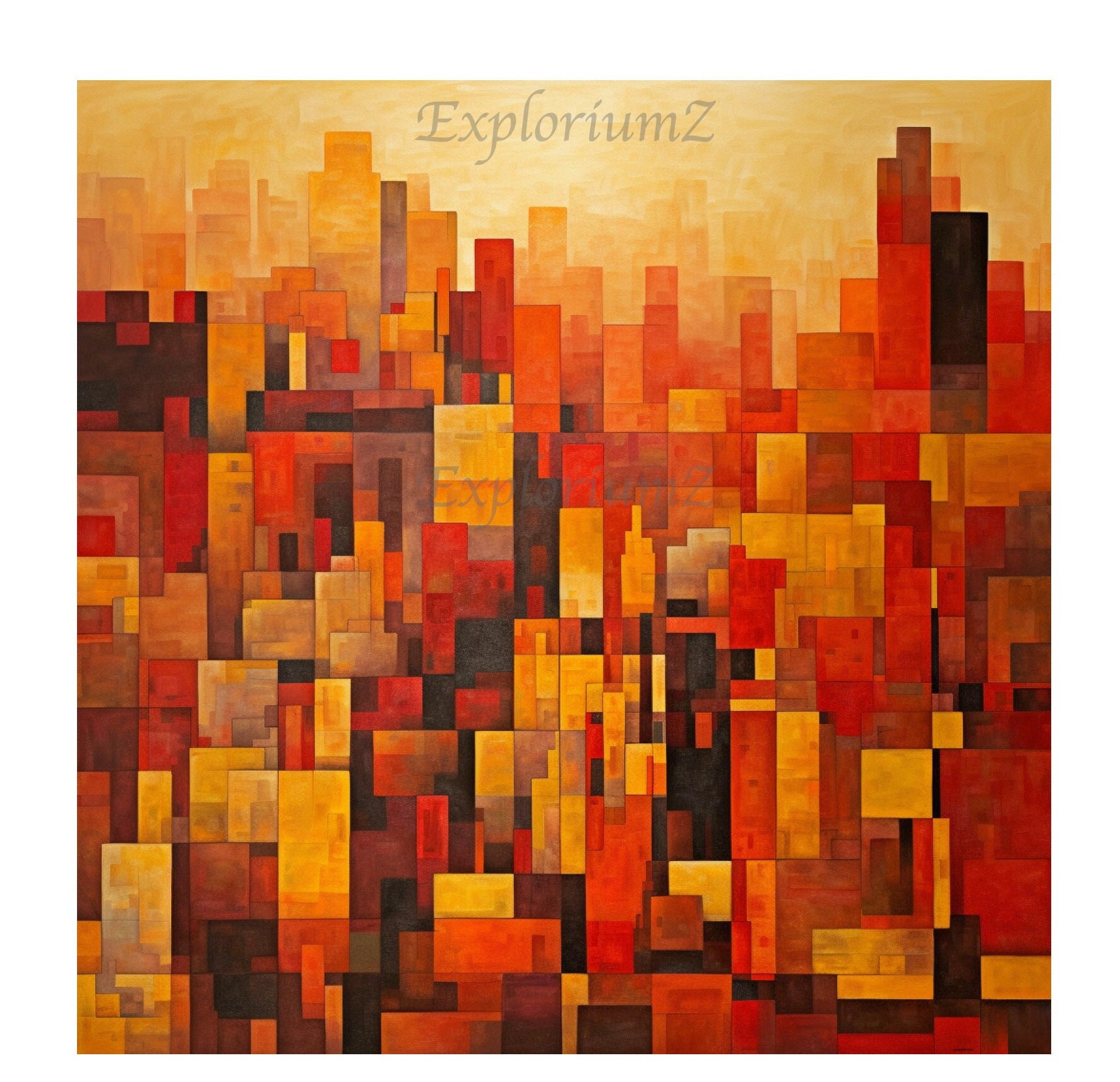 2 Cubism Cityscape Digital Wall Art (aspect Ratio Square 1:1) - Etsy