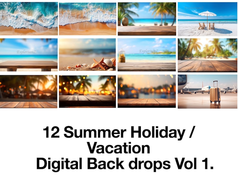 12 Summer Holiday / Vacation Digital Backdrops - Etsy