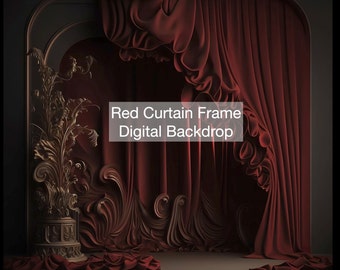 Digital Backdrop, Red Curtain Background for Photo Editing ...