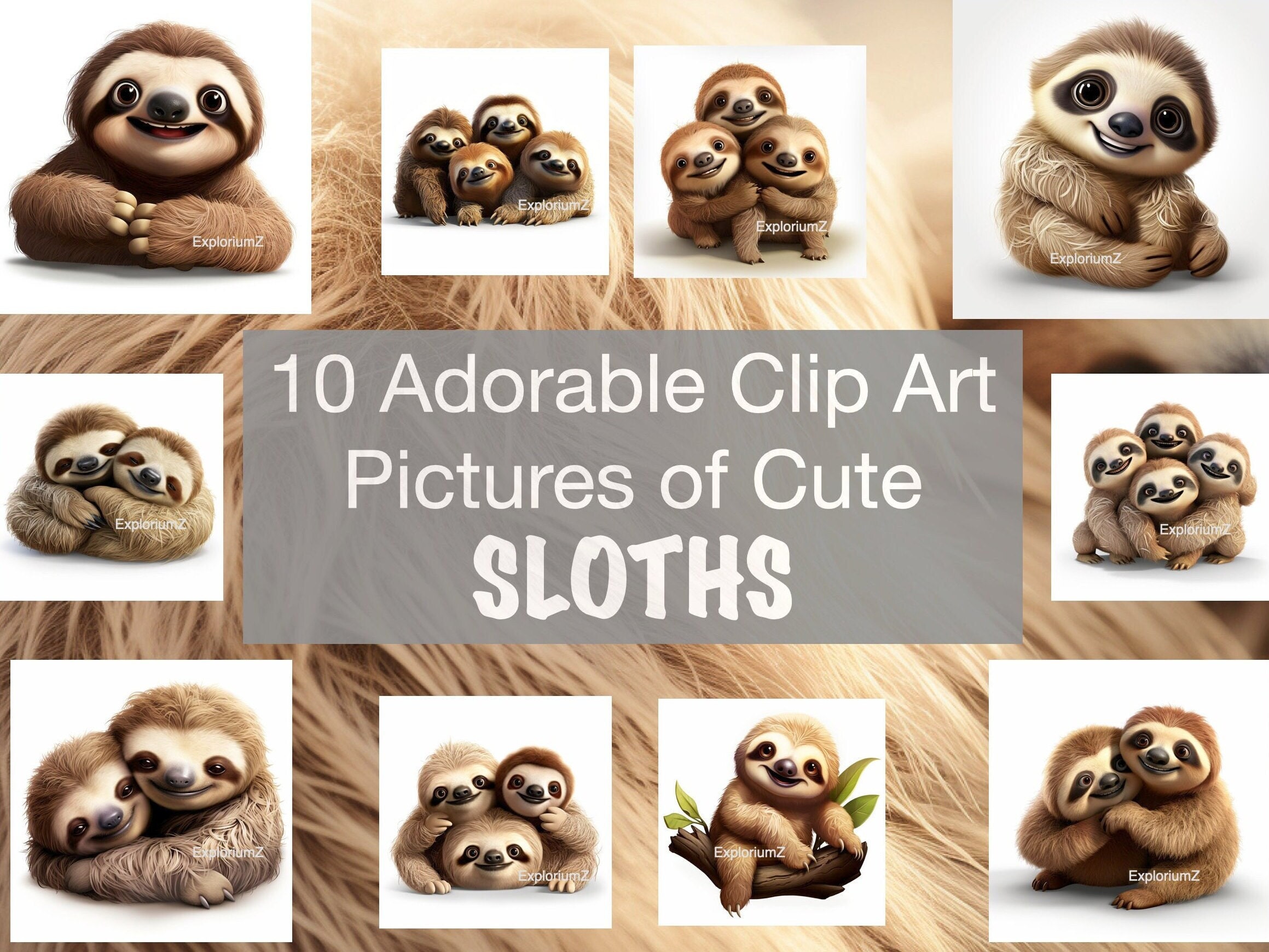 10 Adorable Sloth Clip Art Pictures Downloads - Etsy