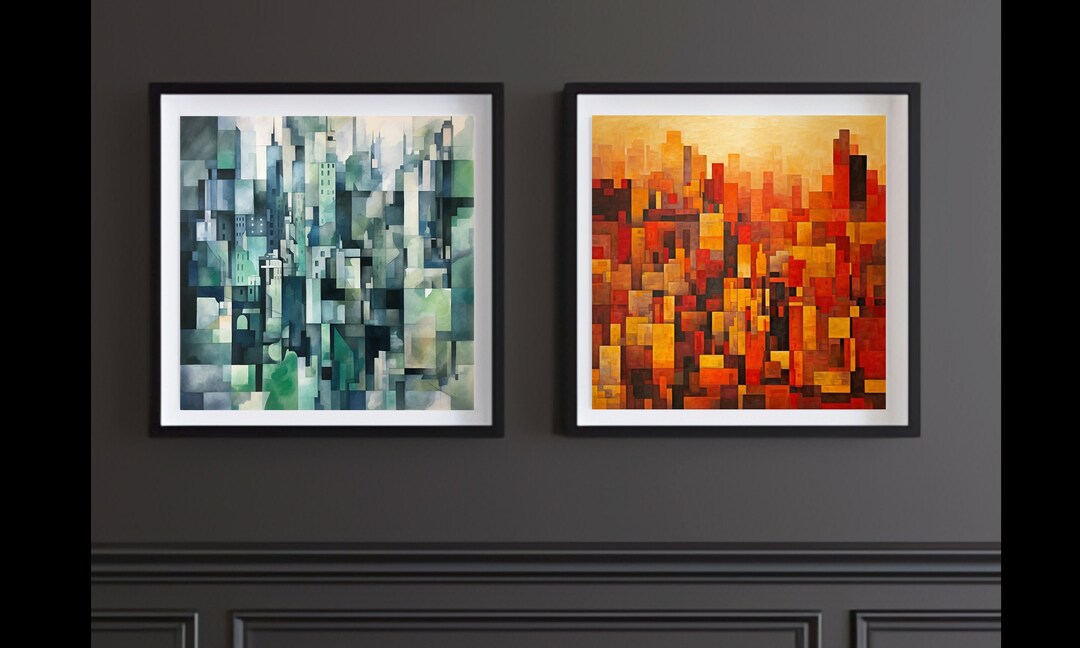 2 Cubism Cityscape Digital Wall Art (aspect Ratio Square 1:1) - Etsy