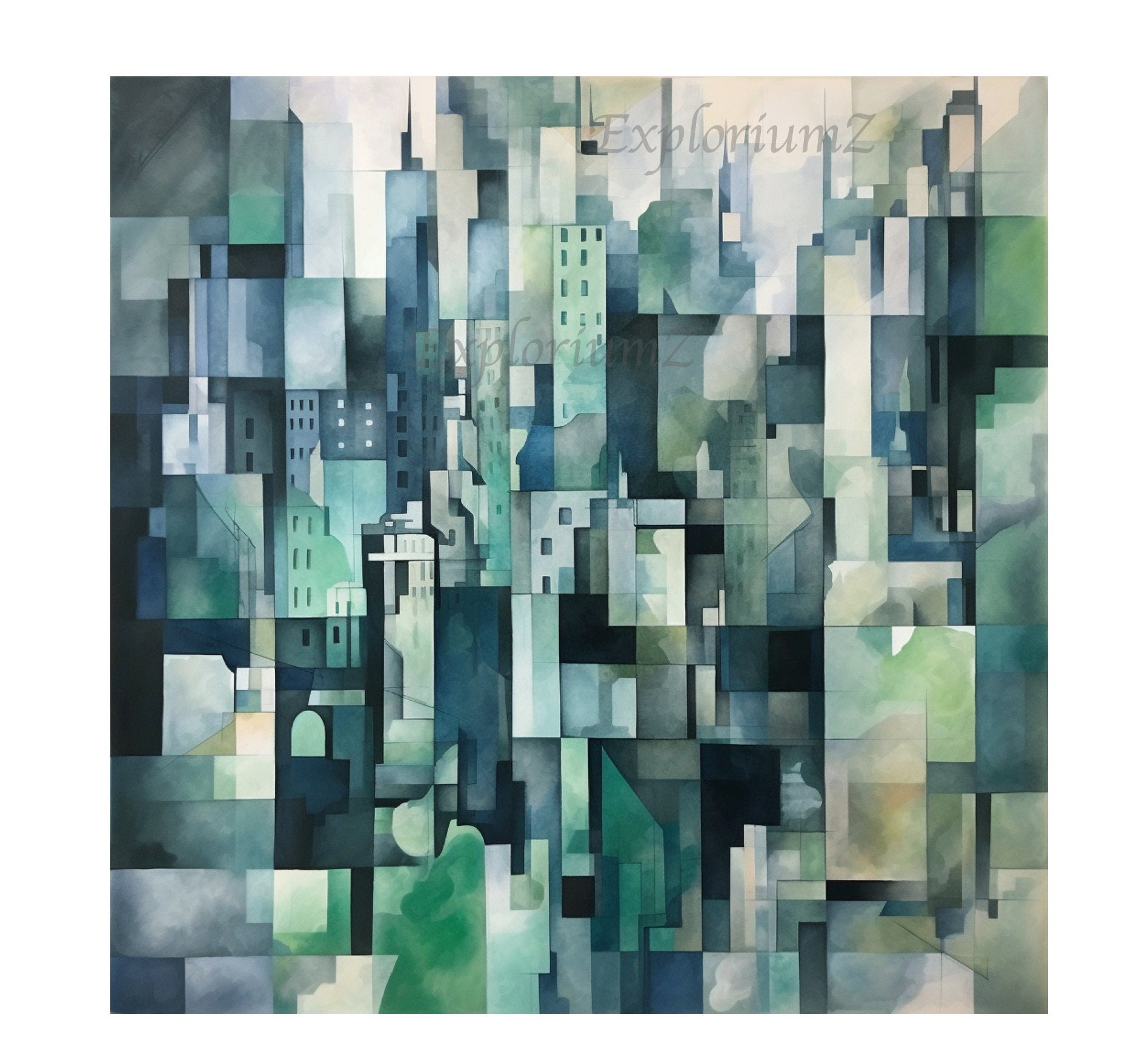 2 Cubism Cityscape Digital Wall Art (aspect Ratio Square 1:1) - Etsy