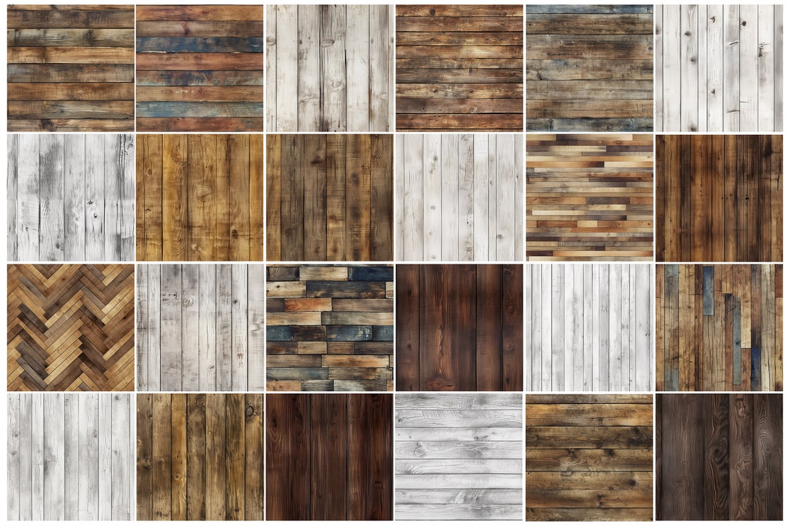 24 Seamless Wood Plank Textures, Wood Backgrounds, Digital Paper ...