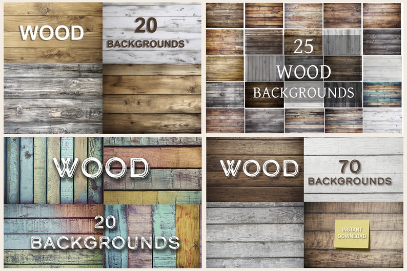Wood Backgrounds Bundle: 320 Backgrounds in 12 Sets, Wood Backdrops ...