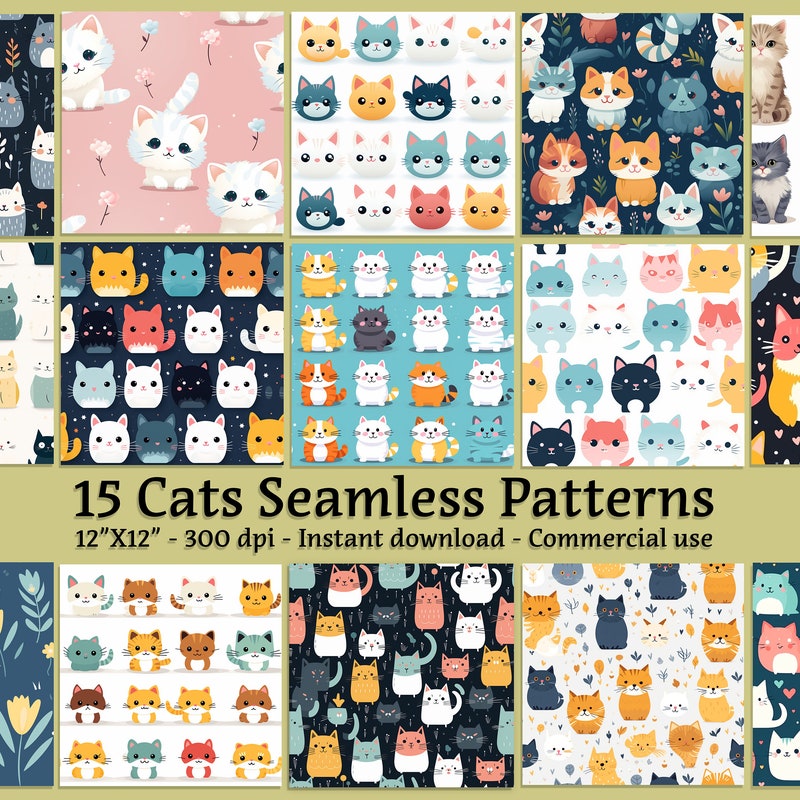 Kitty Seamless Pattern - Etsy
