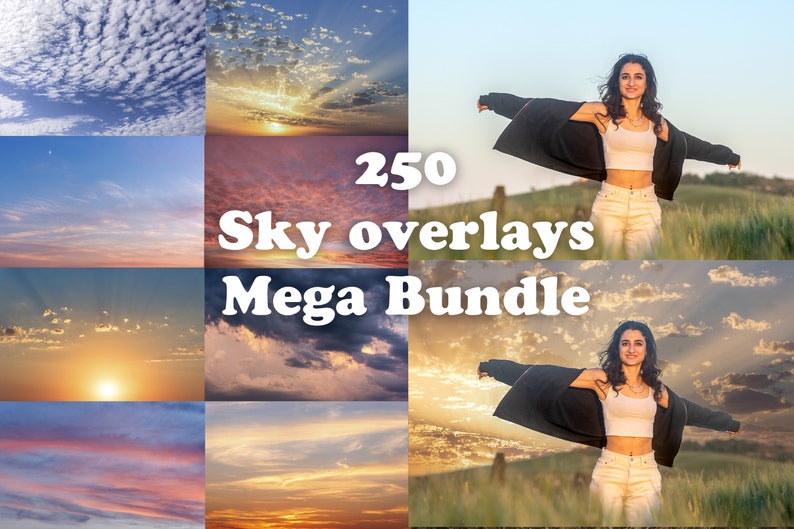 250 Sky Overlays Mega Bundle + Bonus, Photography Overlays, Photoshop ...