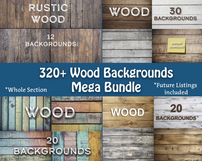 Wood Backgrounds Bundle: 320 Backgrounds in 12 Sets, Wood Backdrops ...