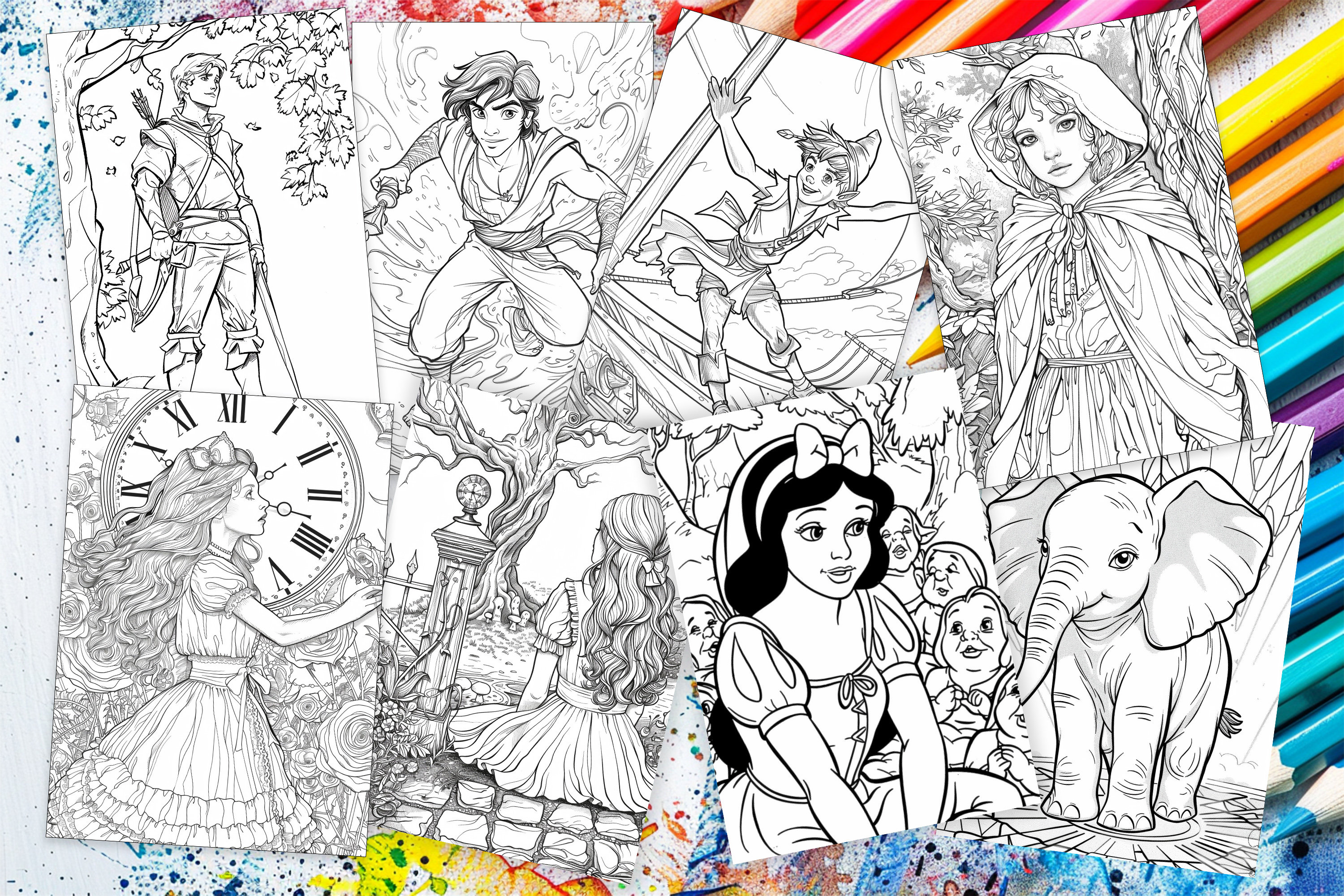 Printable Cartoon Characters Coloring Pages - 30 Page Bundle - for ...