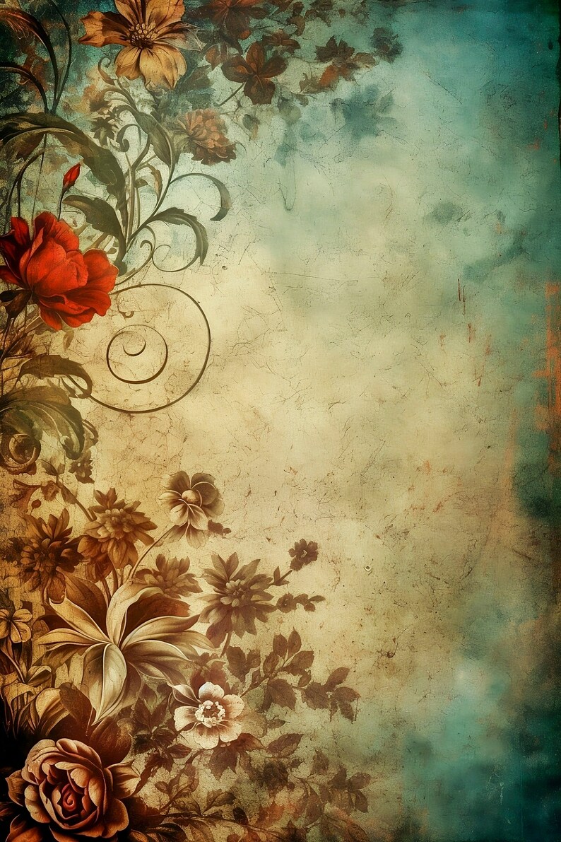 Set of 12 Vintage Floral Backgrounds, Vintage Mockups, Vintage ...