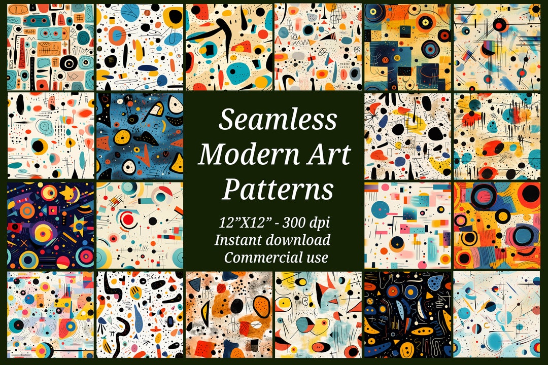 20 Modern Art Seamless Patterns, Modern Art Paper, Digital Paper ...