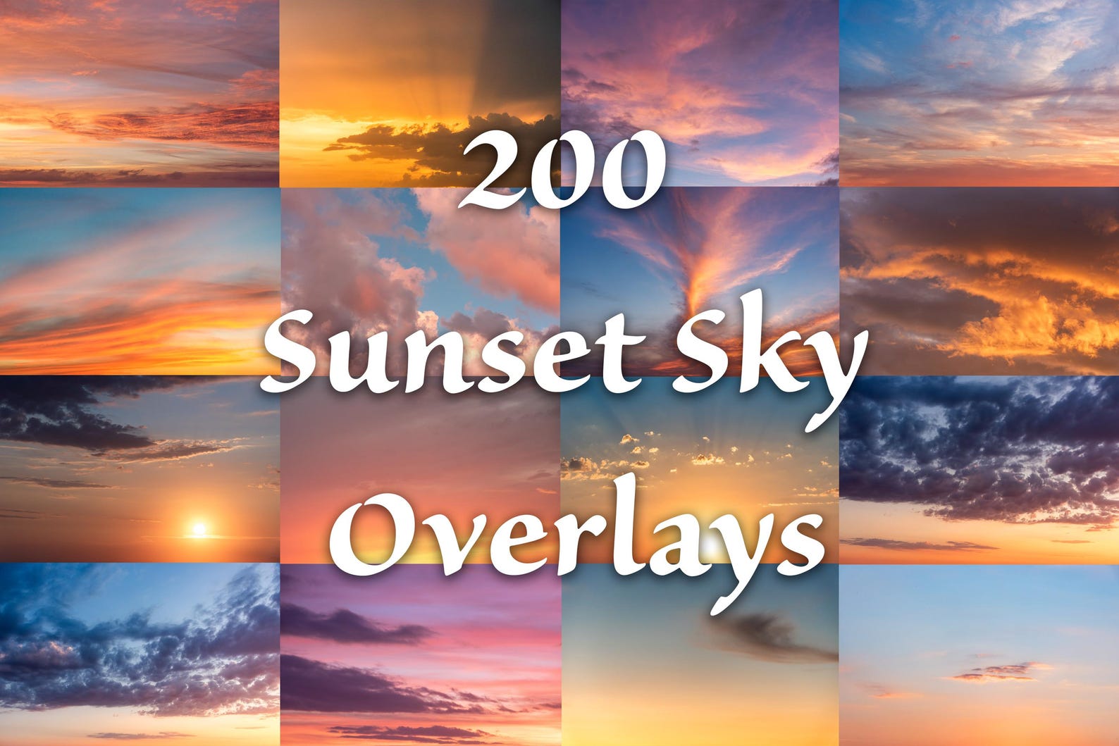 200 Sunset Sky Overlays Bundle, Photography Overlays, Photoshop ...