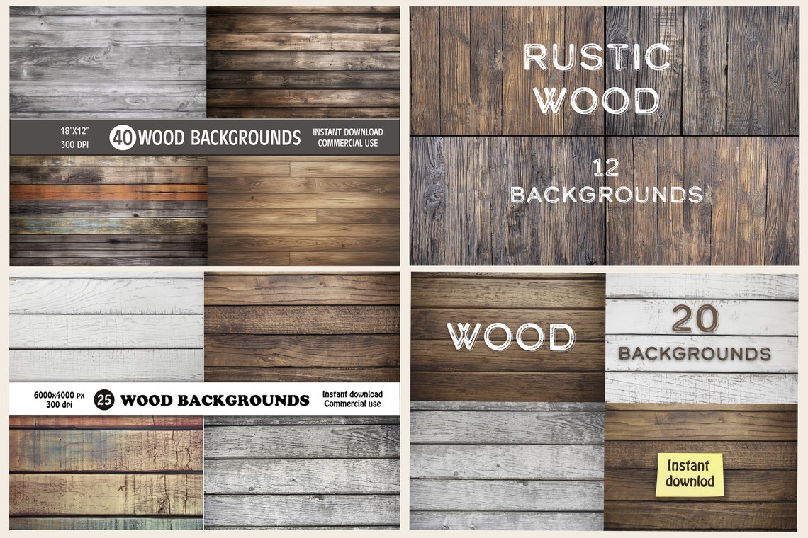 Wood Backgrounds Bundle: 320 Backgrounds in 12 Sets, Wood Backdrops ...