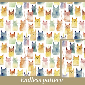 15 Seamless Cats Patterns, Digital Paper With Cats, Cats Collage Sheets ...