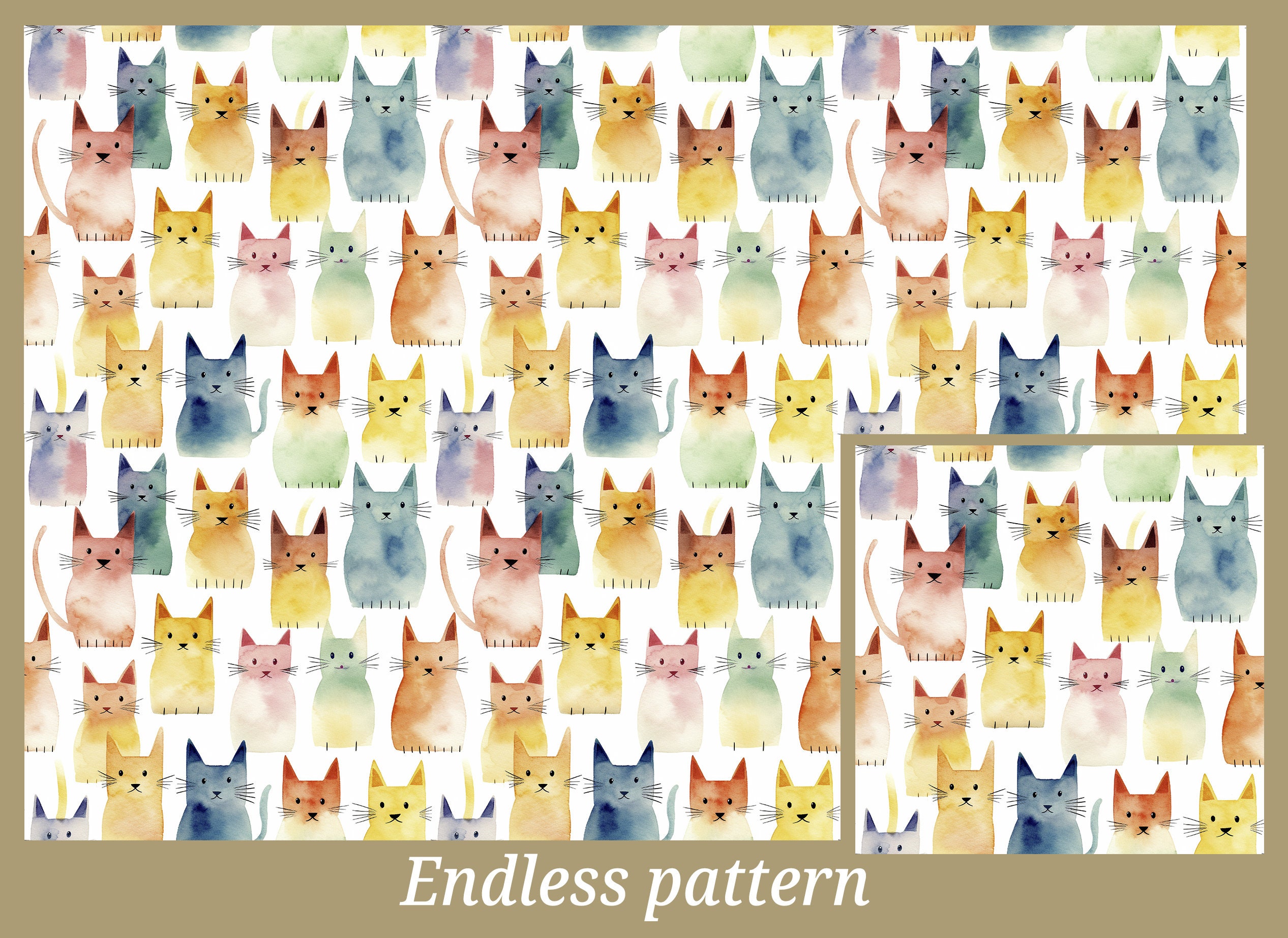 15 Seamless Cats Patterns, Digital Paper With Cats, Cats Collage Sheets ...