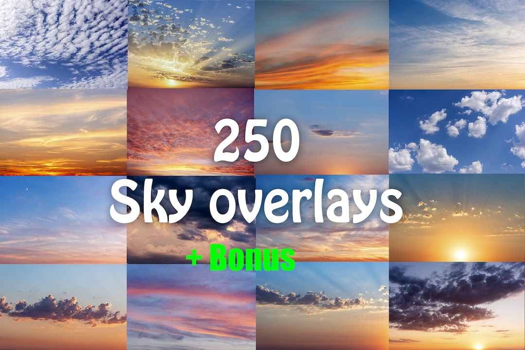 250 Sky Overlays Mega Bundle Bonus, Photography Overlays, Photoshop ...