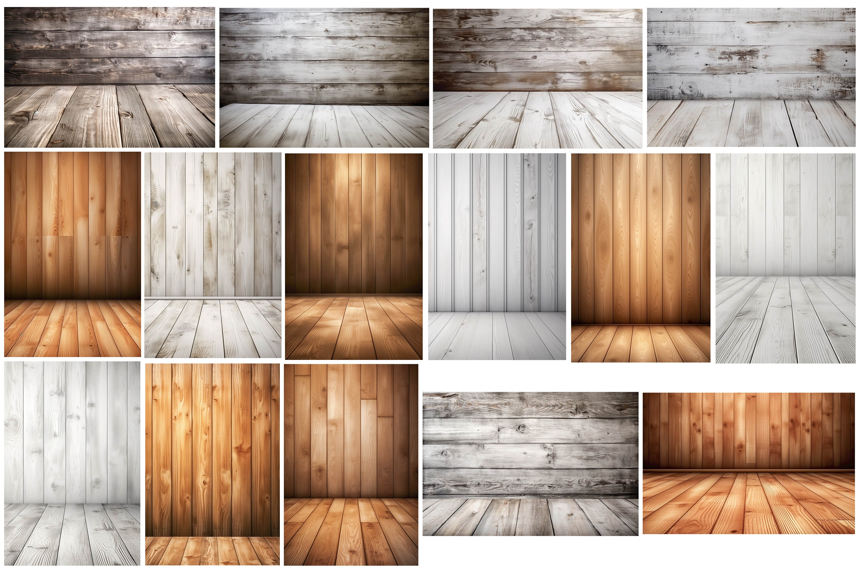 Set of 15 Wood Backdrops, Wood Backgrounds, Photography Background ...