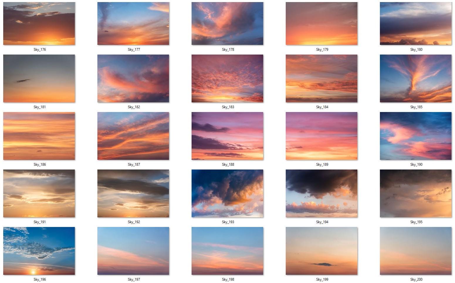200 Sunset Sky Overlays Bundle, Photography Overlays, Photoshop ...