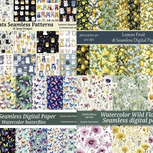Seamless Patterns Mega Pack : 460 Designs in 18 Sets, Instant Download ...