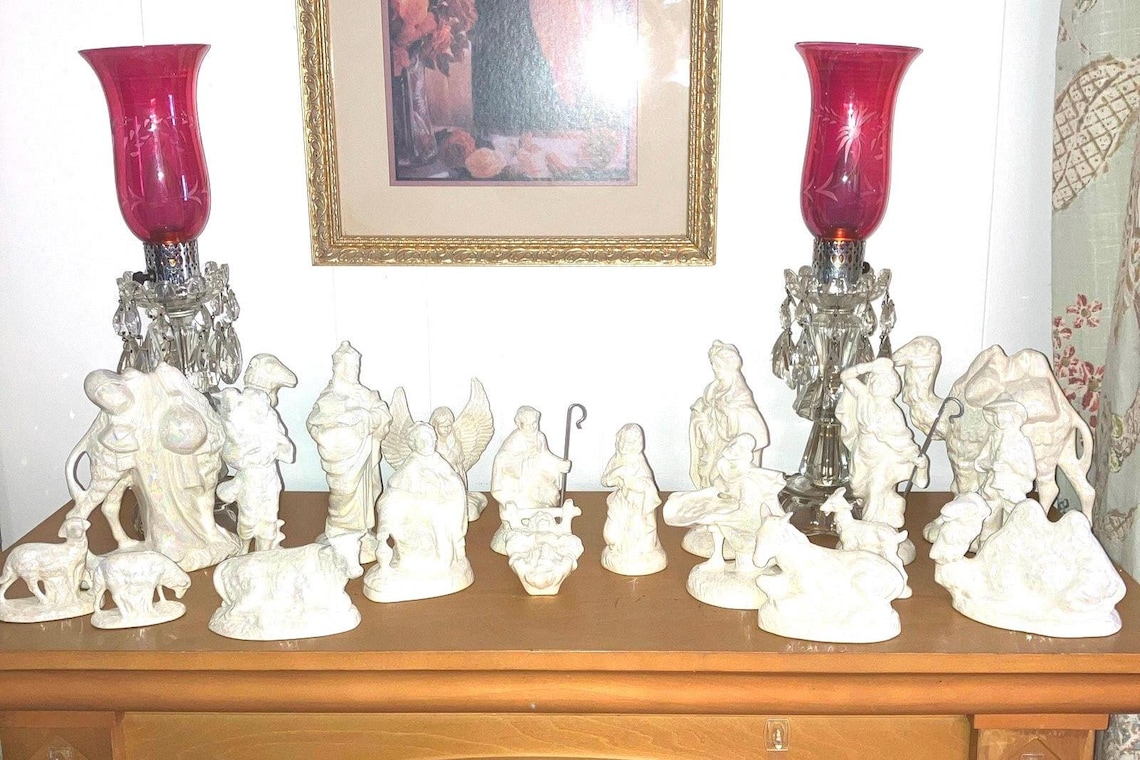 Atlantic Mold 19 Piece Iridescent Glazed Ceramic NATIVITY SET - Etsy