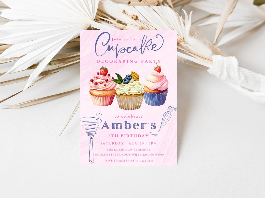 Cupcake Decorating Party Invitation, Editable Baking Birthday Invite ...