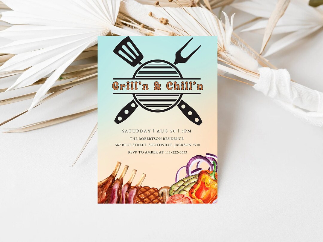 INSTANT DOWNLOAD BBQ Party Invitations, Bbq Birthday Invite, Bbq ...