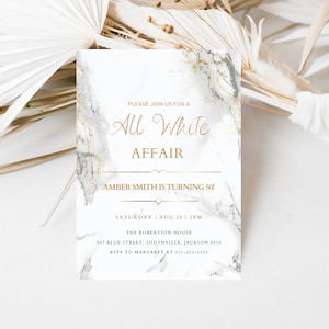 Editable All White Affair Invitation, All White Party Invitation, Agate ...