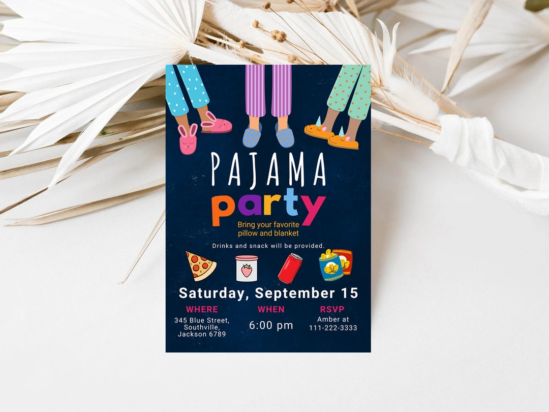 Pajama Party Invitations Instant Download Digital Download Pajamas ...