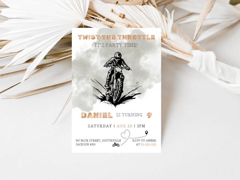 Dirt Bike Birthday Invitation, Motorbike Invite, Dirtbike Adventure ...