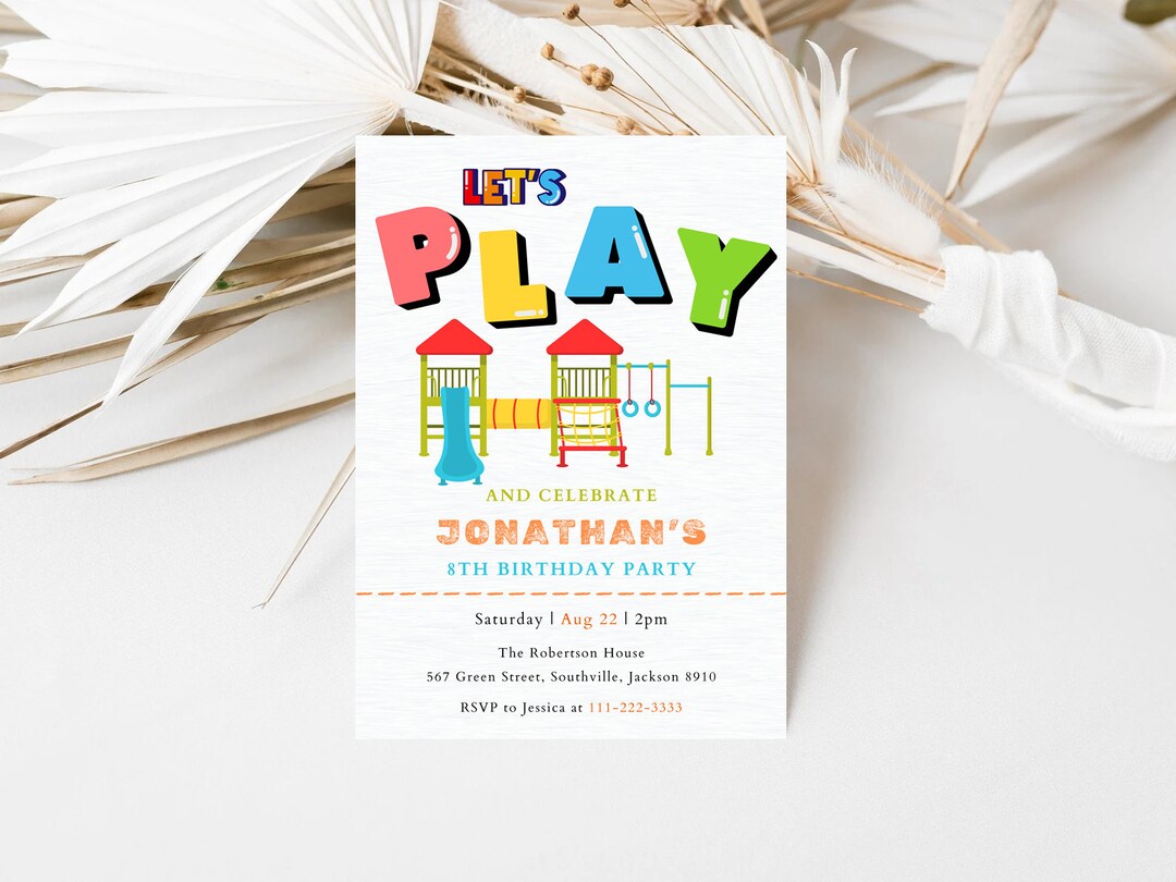Playground Birthday Invitation, EDITABLE Jungle Gym Party Invite ...