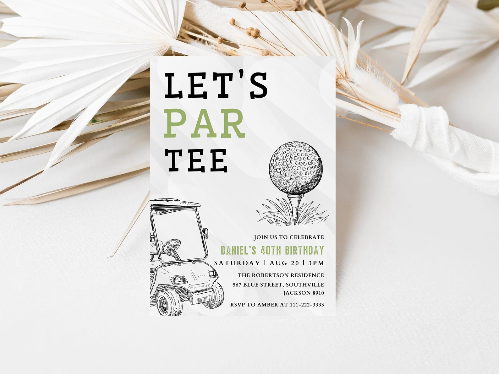 Editable Golf Birthday Invitation, Let's Par Tee, Golf Birthday Invite ...