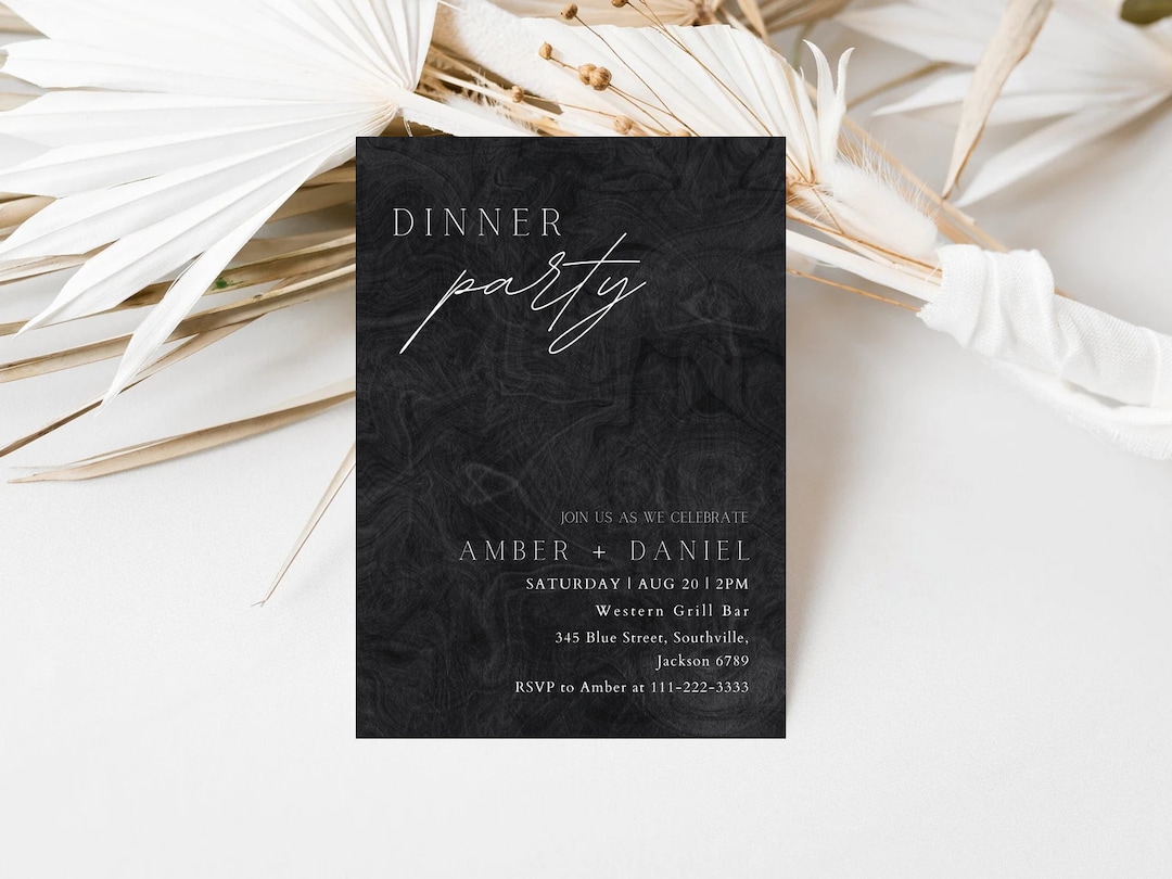 Classic Dinner Party Invitation Template, Rehearsal Dinner Invite ...